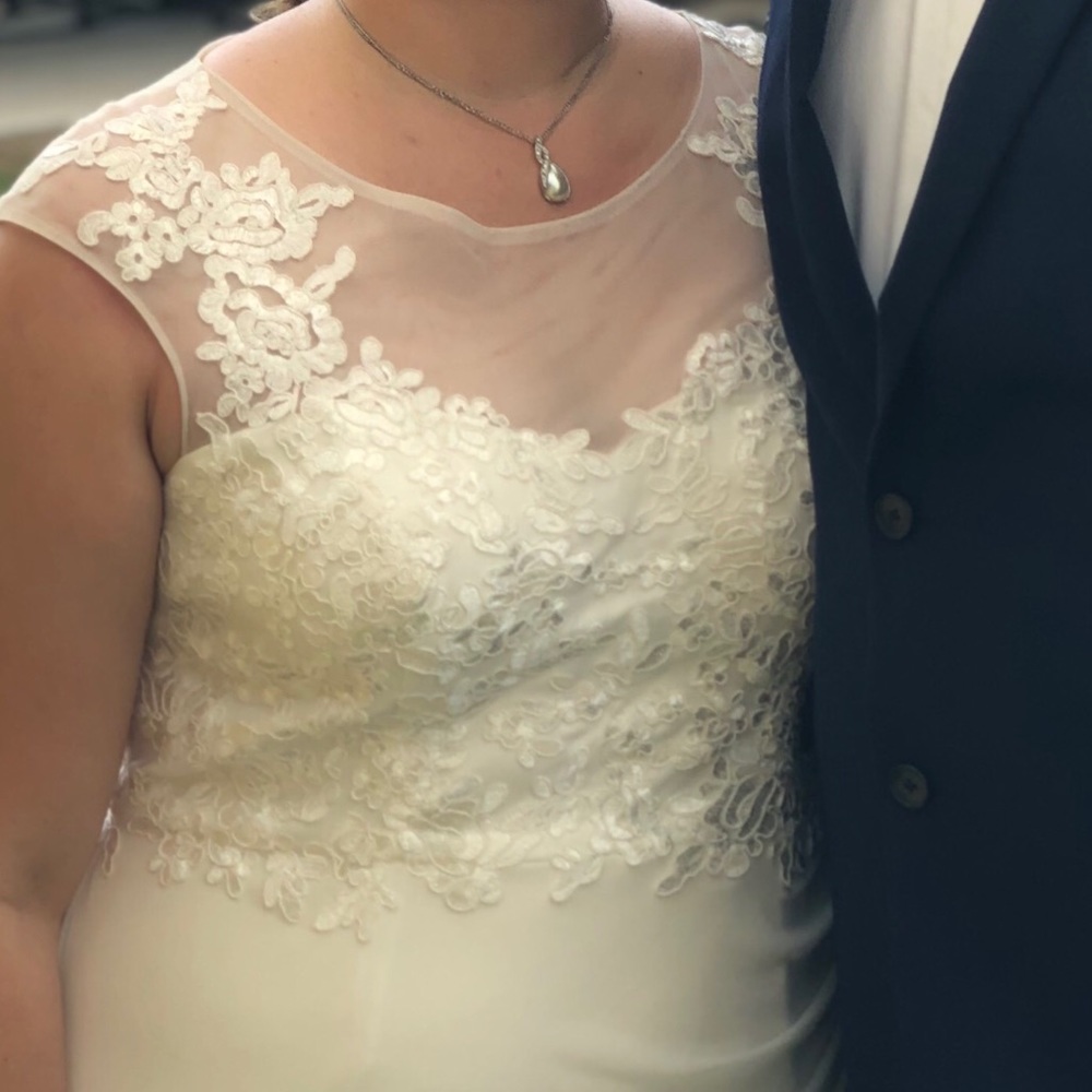 Db Lace Applique Illusion Mesh Sheath Dress - Gem